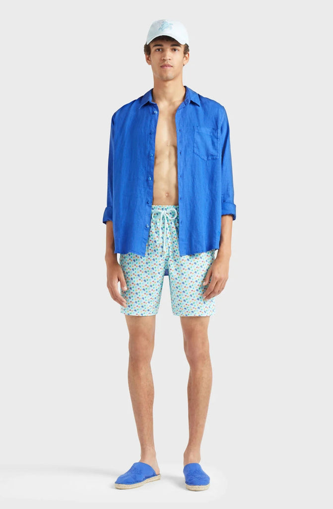 VILEBREQUIN Men Long Stretch Swim Shorts Micro Ronde des Tortues ...