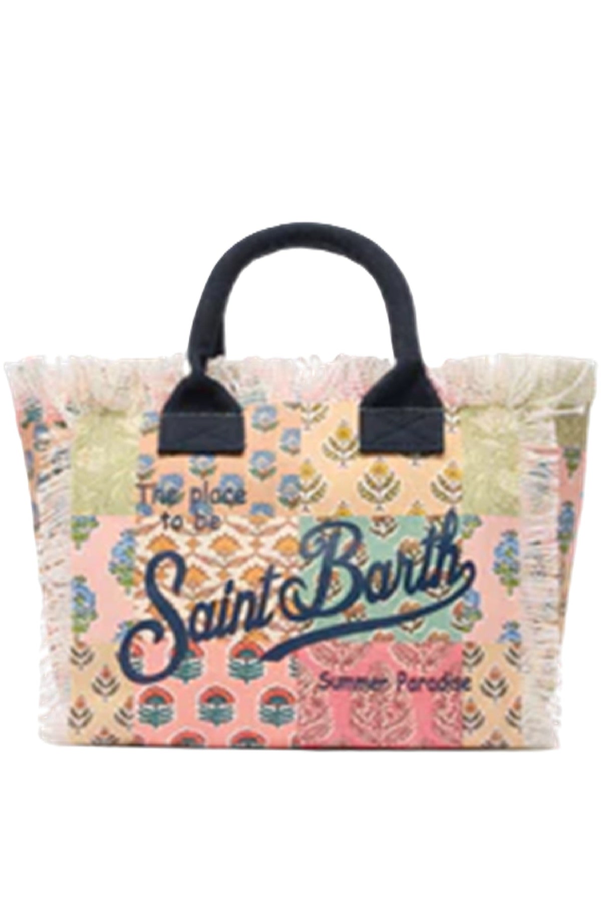 MC2 SAINT BARTH Vanity Cotton Canvas Tote Bag Flower Patch print ...